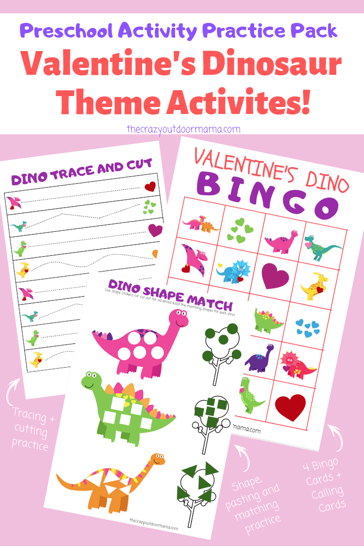 Valentine Kid's Dinosaur BINGO + Activity Set - Perfect for ...
