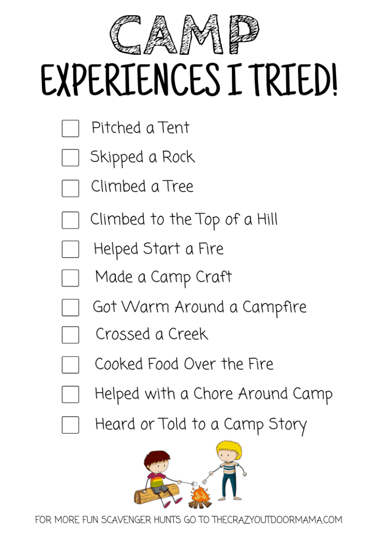 7 Free Camping Scavenger Hunt Printables for Kids – The Crazy Outdoor Mama