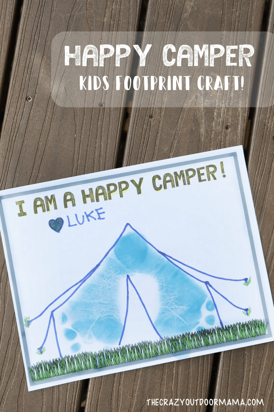 "Happy Camper" Cute Kids Footprint Craft [Free PDF Template] – The ...