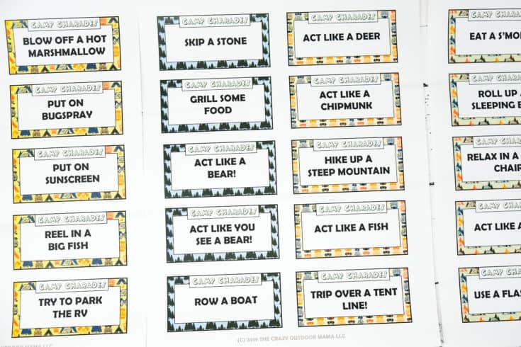 27 Fun Camping Charades Prompts! [Printable PDF] – The Crazy Outdoor Mama