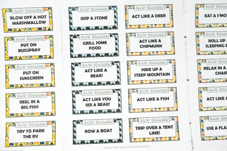 27 Fun Camping Charades Prompts! [Printable PDF] – The Crazy Outdoor Mama