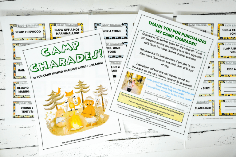 27 Fun Camping Charades Prompts! [Printable PDF] – The Crazy Outdoor Mama