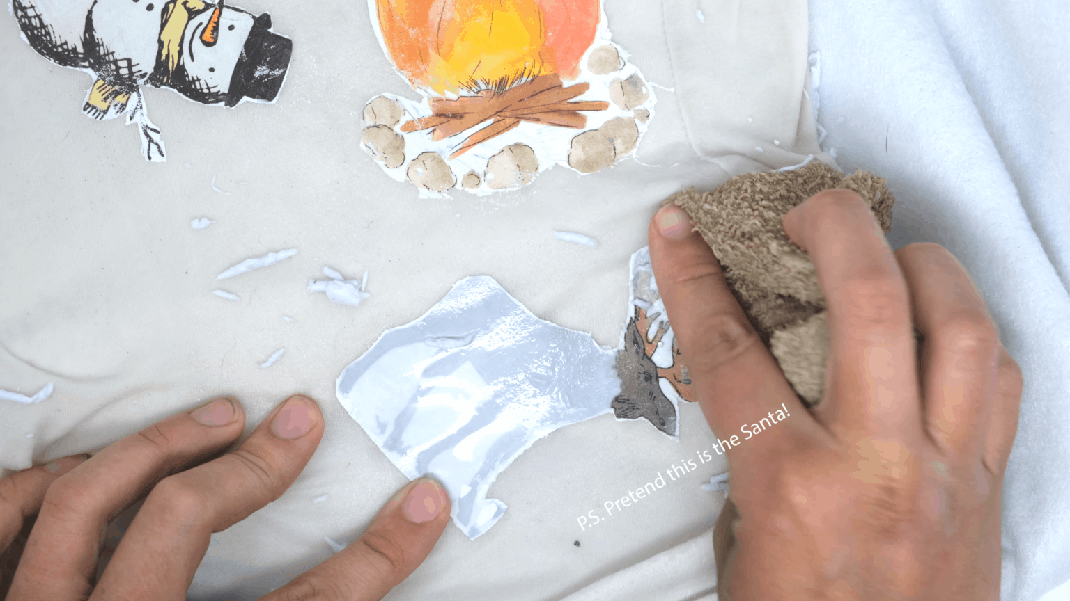 Easy Modge Podge Photo Transfer Fabric Christmas Ornament (Santa on ...