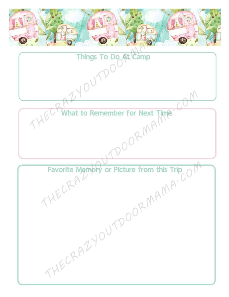 FREE Printable RV Camping Log Pages For Your 3 Ring Binder! – The Crazy ...