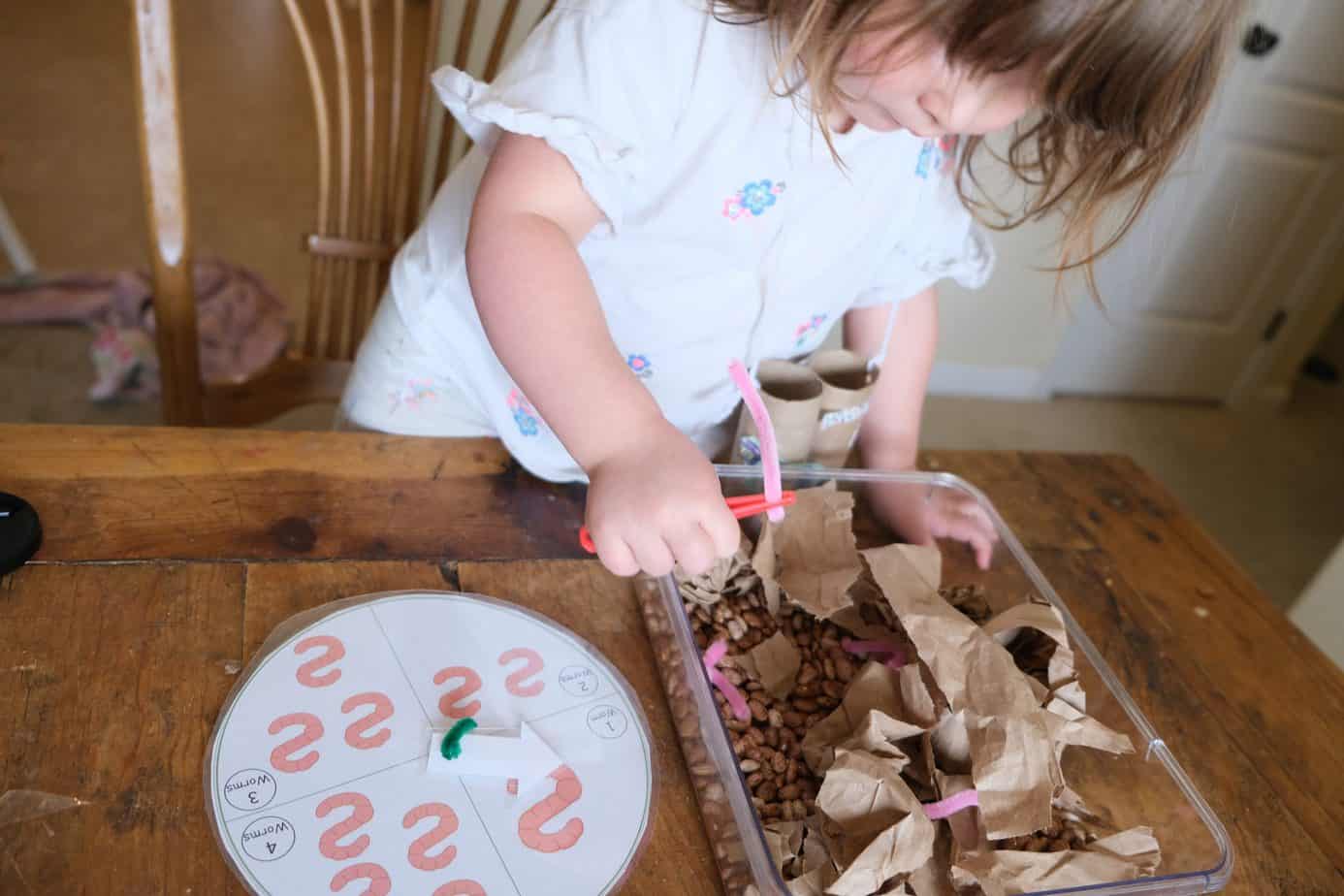 Worm Hunt Sensory + Counting Practice Game – The Crazy Outdoor Mama