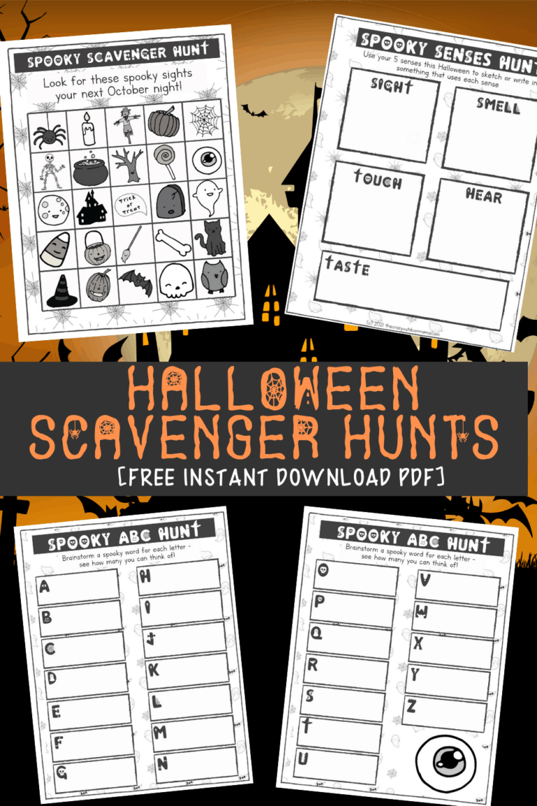 FREE Halloween Scavenger Hunt Printables for Kids (Visual, ABC + Senses ...