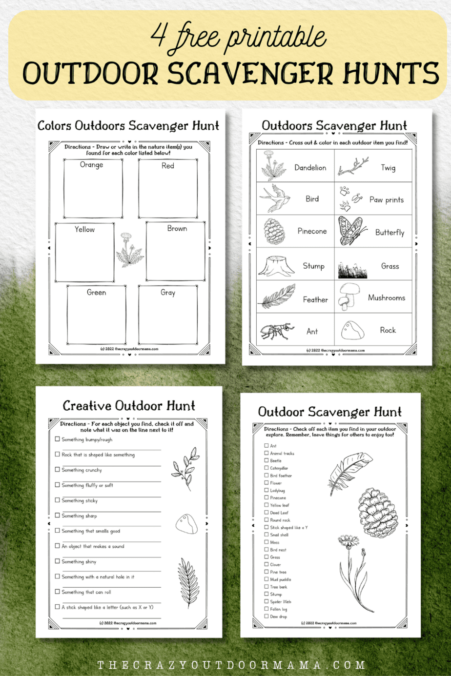 Outdoor Scavenger Hunt (5 Free Printables for ALL Ages!) – The Crazy ...
