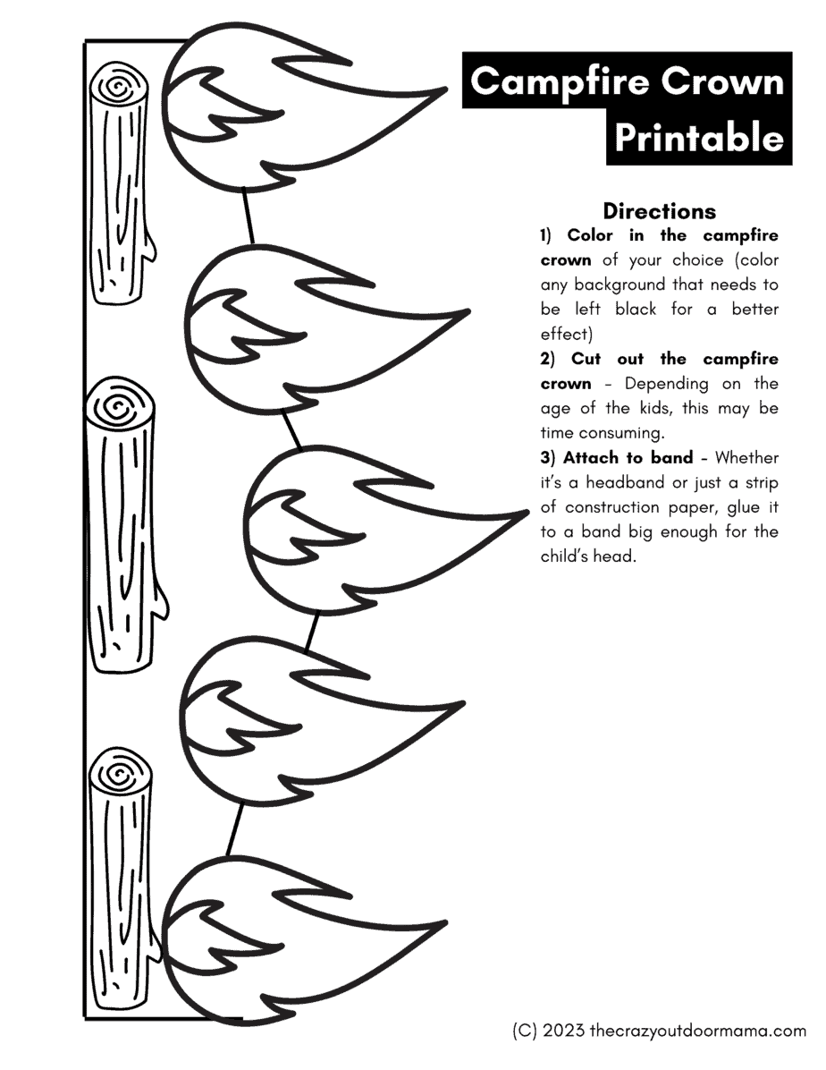 Campfire Crown Craft [5 Free Printable Designs!] – The Crazy Outdoor Mama