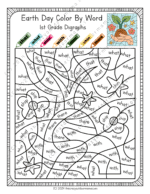 Color By Number Earth Day Printables -Sight Words, Digraphs ...