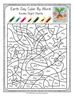 Color By Number Earth Day Printables -Sight Words, Digraphs ...