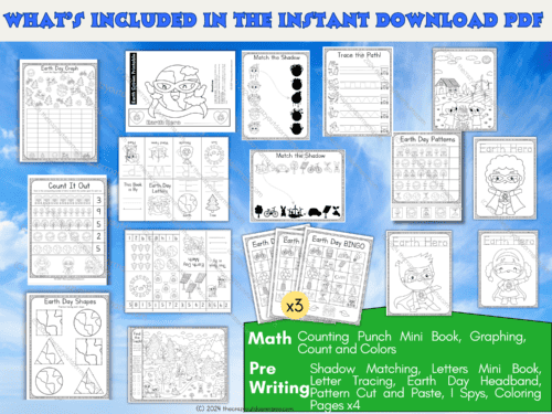 Free Earth Day Worksheet Preschool Packet - Tracing, Math, Pre Writing ...