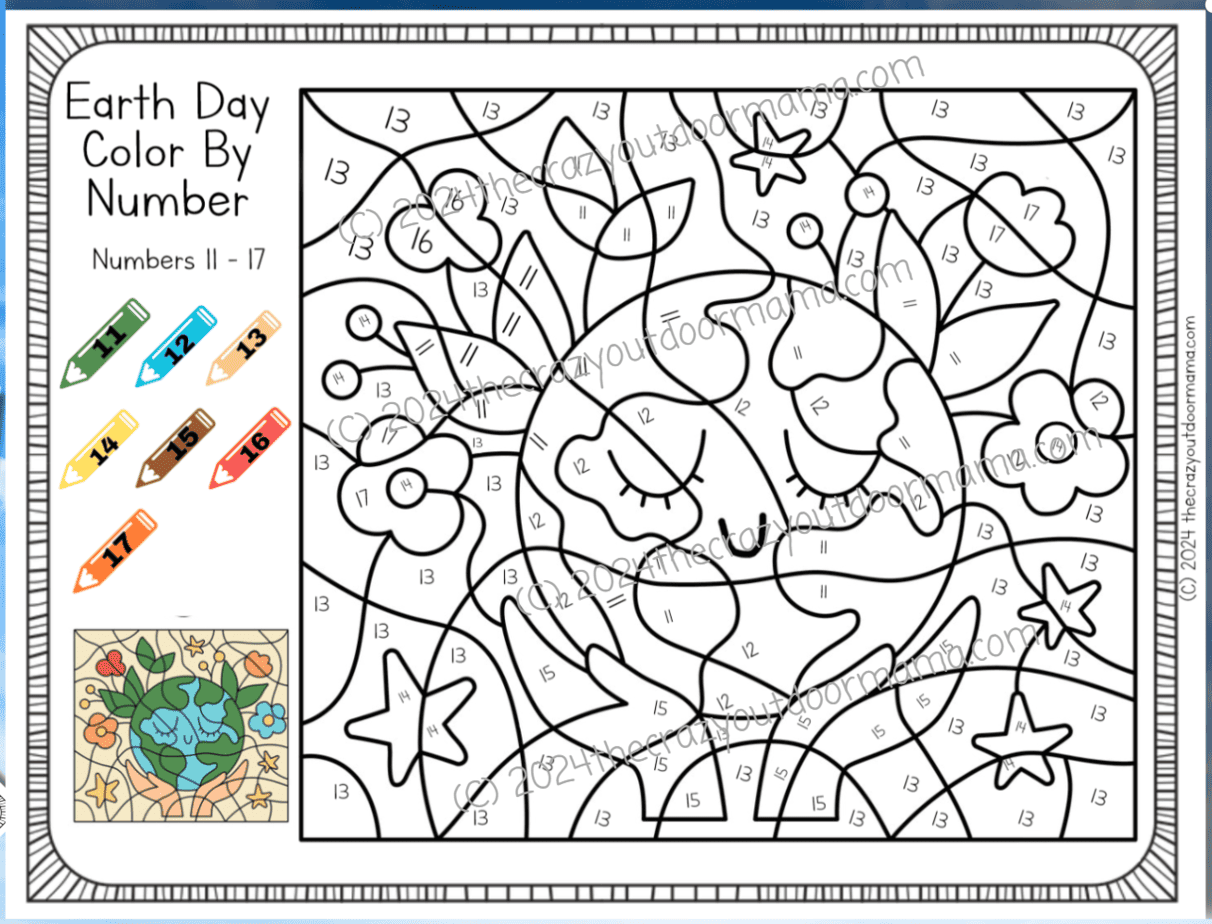 Color By Number Earth Day Printables -Sight Words, Digraphs ...