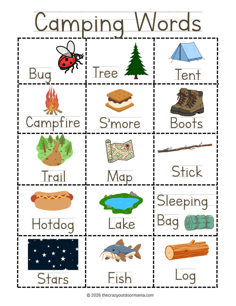 Camping Words List (200 Camping Vocabulary Words + Free Printable ...